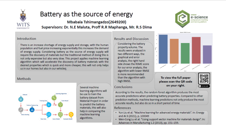 Battery as the source of energy – National e-Science Postgraduate Teaching and Training Platform